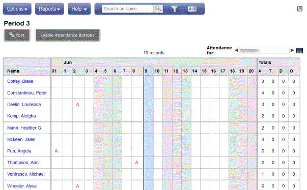 View Student Attendance Trends in the Staff View